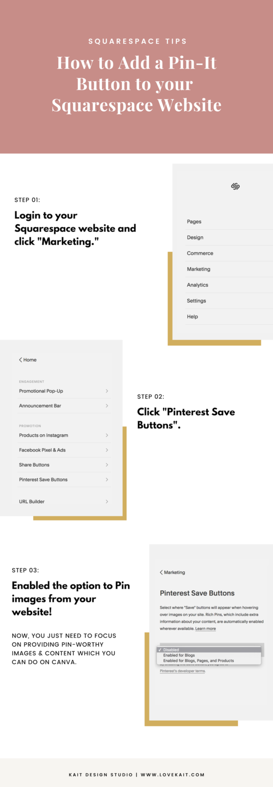 Squarespace: How to Add a Pin-It Button - Kait Design Studio